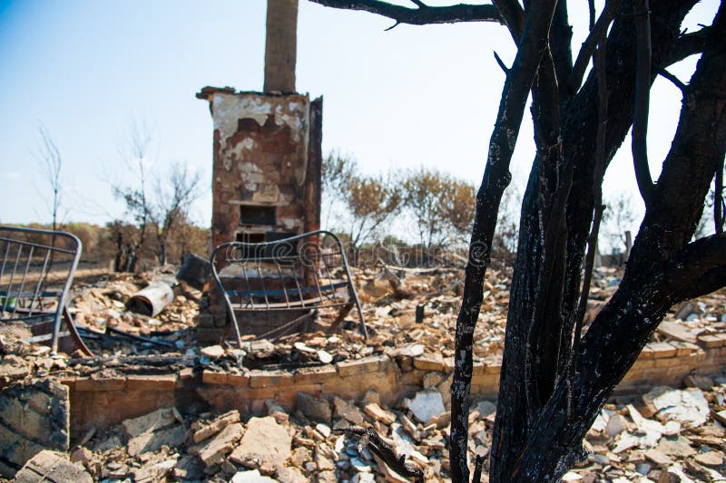 Ruins of house after fire stock photo. Image of ruin - 152963170