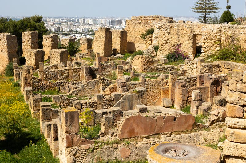 Ruins of House of Hannibal at the Excavations of Carthage Stock Photo ...
