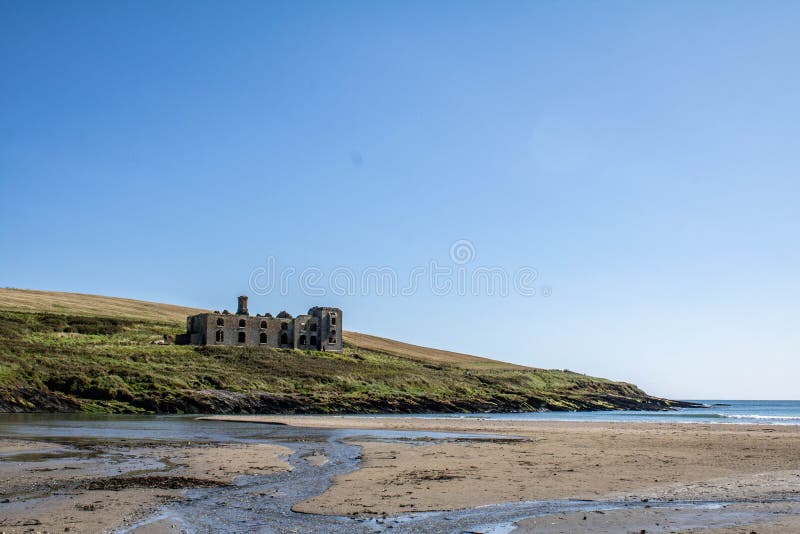 Ruins of Howe Strand Coast Guard Station in the Distance Under the Blue ...