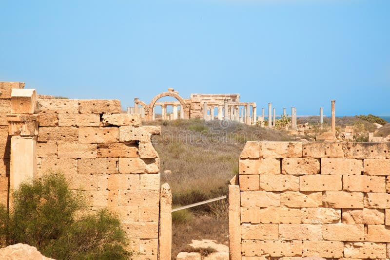 Roman Ruins at Leptis Magna Stock Image - Image of marble, libya: 36613863