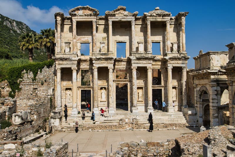 Ruins of the Library of Celsus in Ephesus, Turkey. Editorial Stock ...