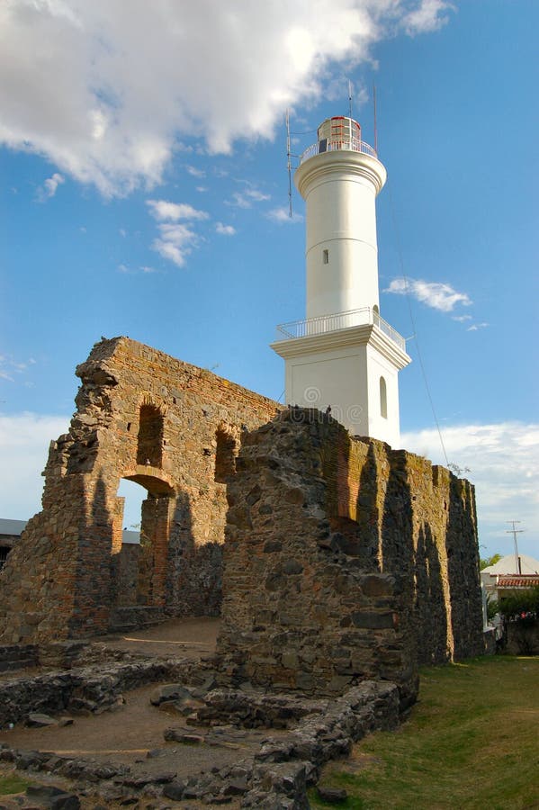Ruins and Lighthouse at Colonia Del Sacramento Stock Image - Image of ...