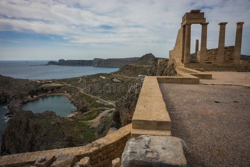 Ruins of Lindos Castle on Rhodes Island in Greece Stock Photo - Image ...