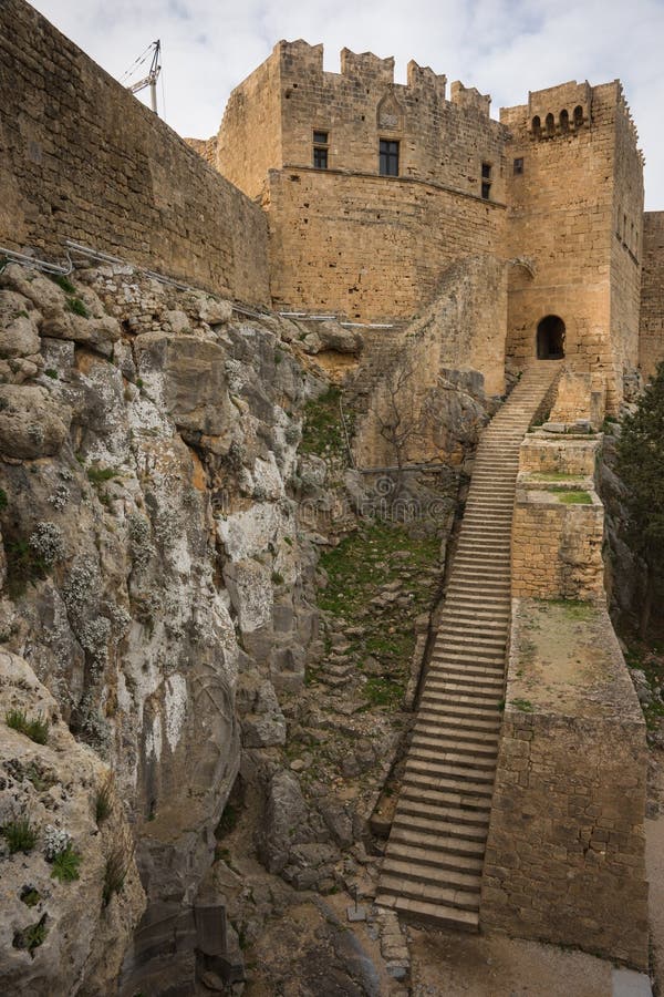 Ruins of Lindos Castle on Rhodes Island in Greece Stock Photo - Image ...