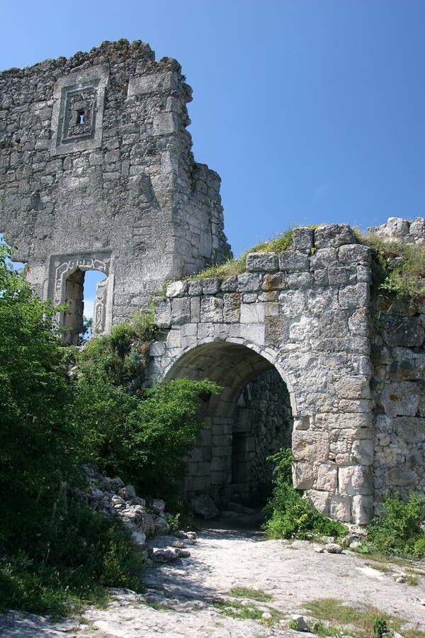 Ruins of Mangup-Kale stock photo. Image of window, plant - 13334274