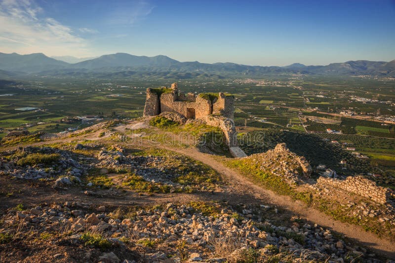 Ruins of Medieval Castle in Argos on Peloponnese in Greece Stock Image ...