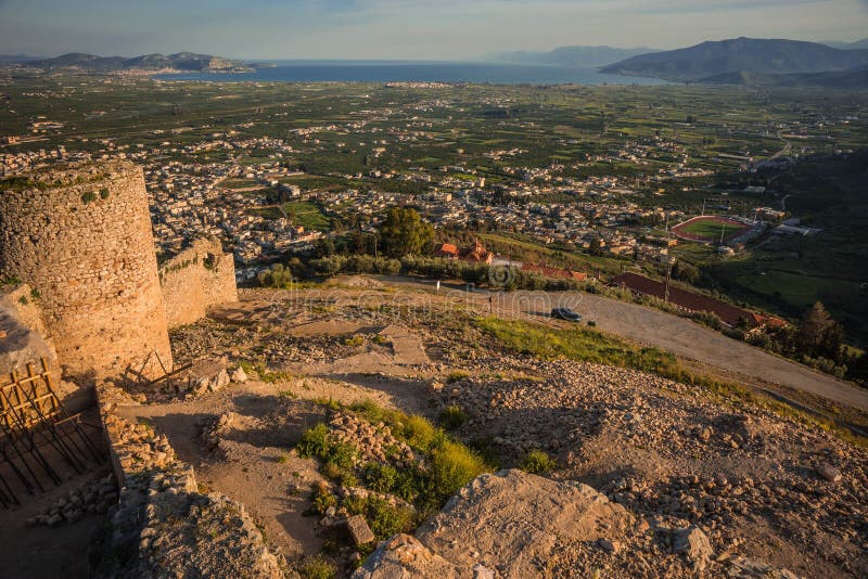 Ruins of Medieval Castle in Argos on Peloponnese in Greece Stock Image ...