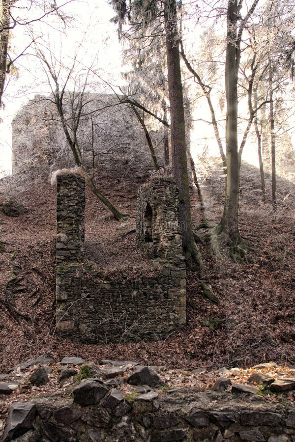 Ruins of the Medieval Castle Entrance Path Stock Photo - Image of draw ...