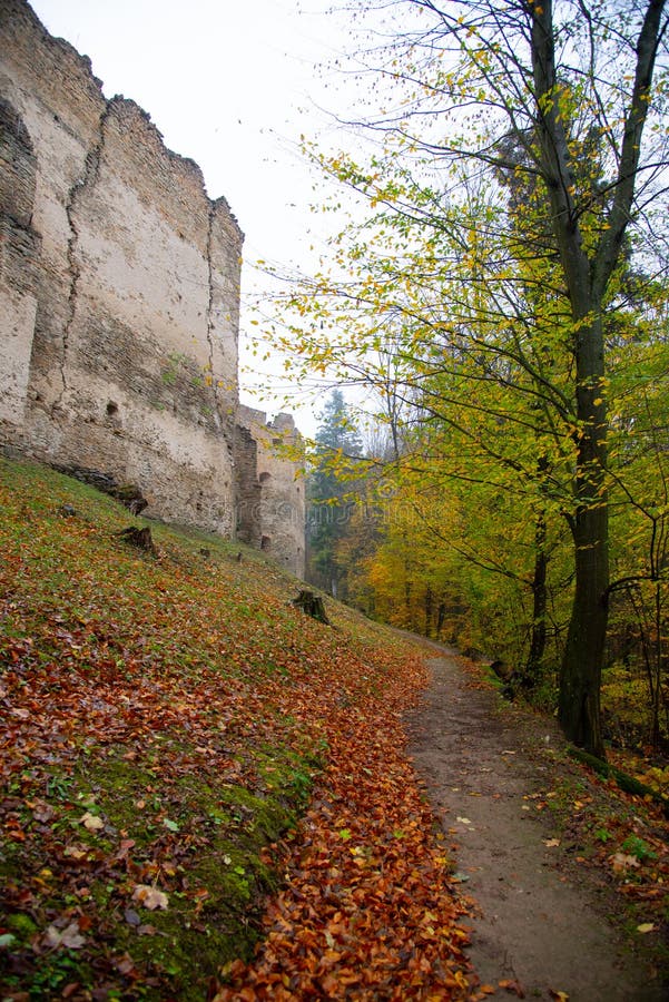 Ruins of Medieval Castle Zborov, Slovakia Stock Image - Image of orange ...