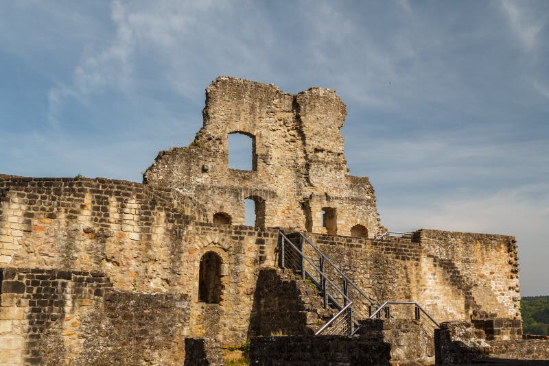 Ruins of the Medieval Larochette Castle Stock Photo - Image of blue ...