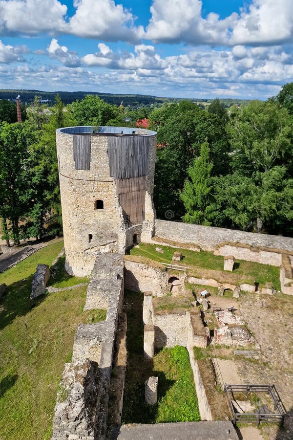 Ruins of the Medieval Livonian Castle in Cesis Town, Latvia Stock Photo ...