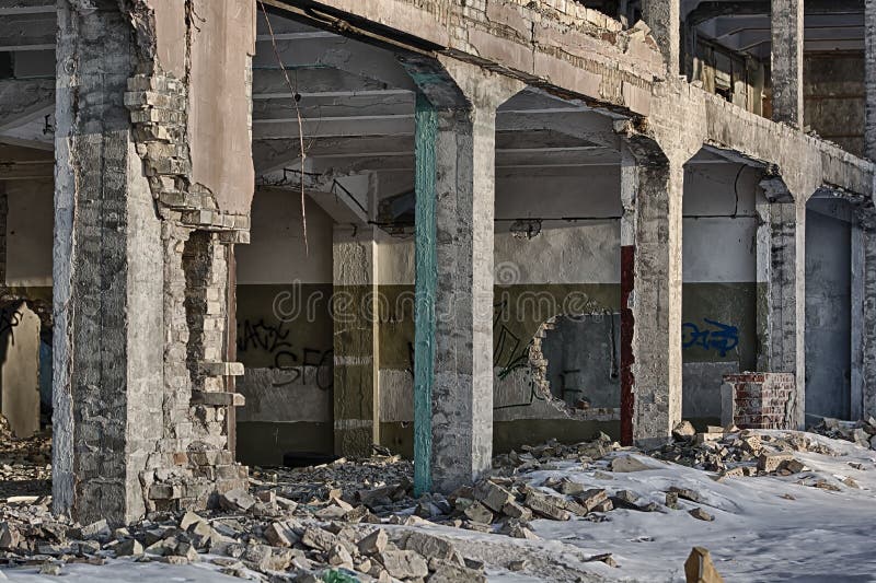 Ruins of Modern Neglected Building Background Stock Photo - Image of ...