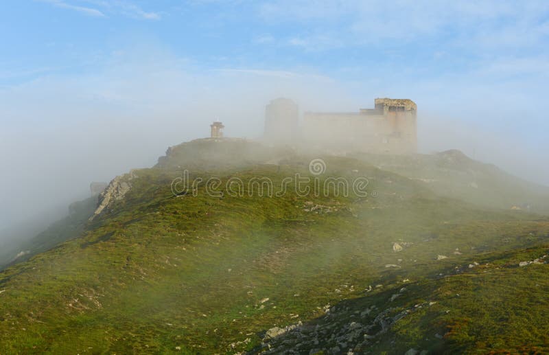 The Ruins of the Mountain Top in the Clouds Stock Photo - Image of ...