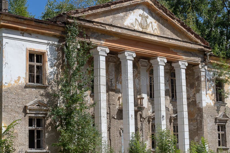 Ruins of an Old Abandoned House with Columns Stock Photo - Image of ...