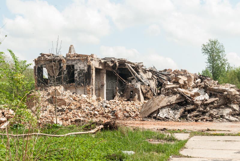 Ruins of Old Brick Building on a Spring Day Stock Photo - Image of ...