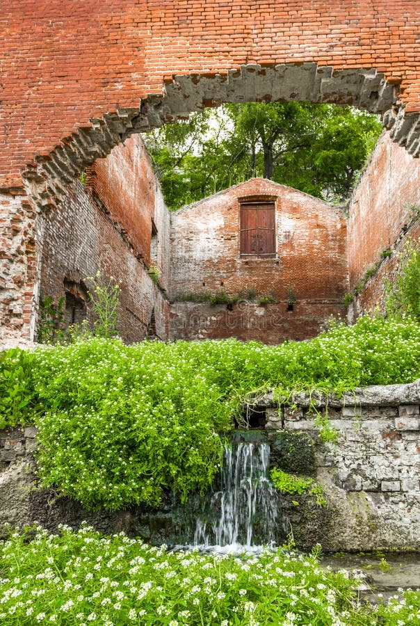 The Ruins of the Old Brick Building Stock Image - Image of block ...