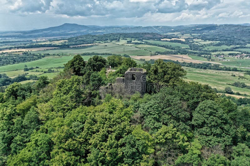 Ruins of Old Castle on Hill Top Stock Image - Image of bohemia, grass ...