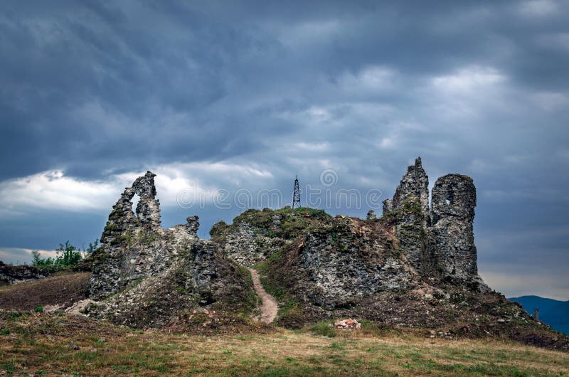 The Ruins of an Old Castle in Khust, Transcarpathia Ukraine, Against a ...