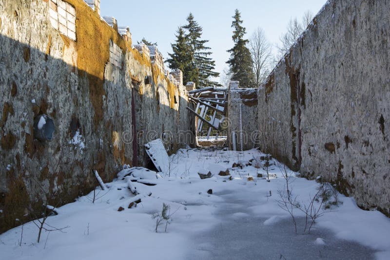The Ruins of Old Crushed Building Stock Photo - Image of messy ...