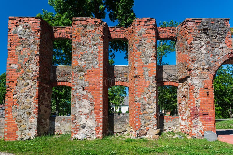 Ruins of Old Grobina Castle in Summer Day, Latvia Stock Photo - Image ...