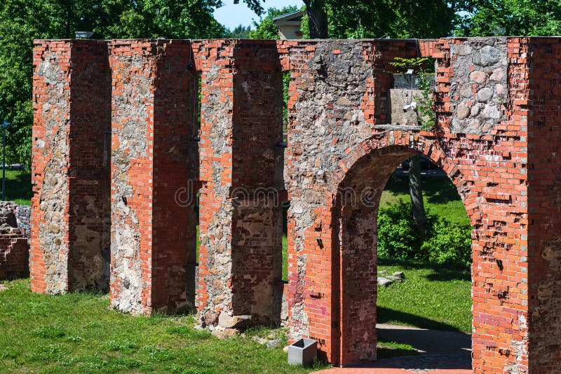 Ruins of Old Grobina Castle in Summer Day, Latvia Stock Image - Image ...