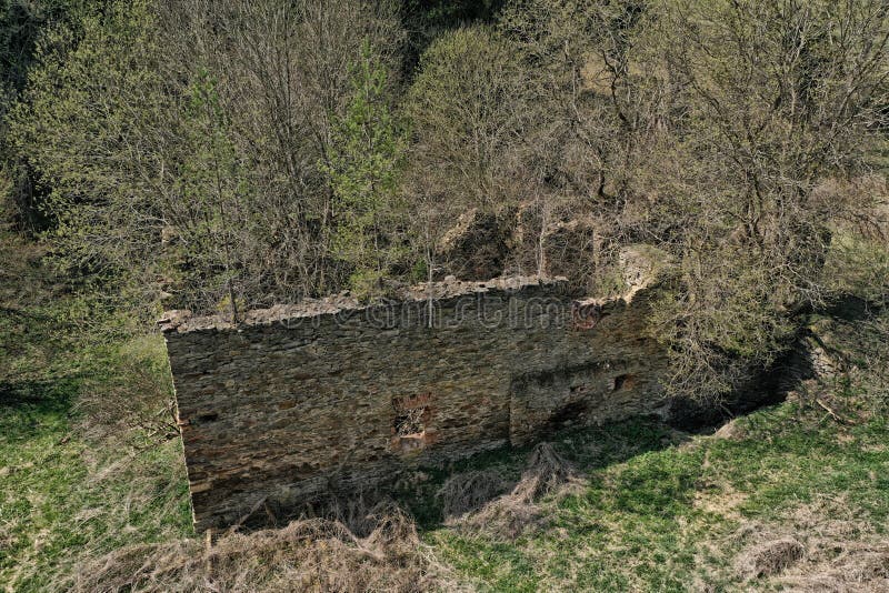 Ruins of Old Mill Hidden in the Woods from Above Stock Photo - Image of ...