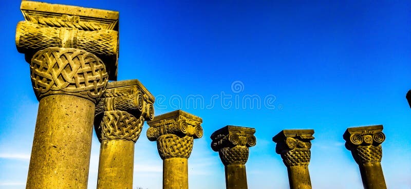 Ruins of an Old Monastery. Columns of the Church. Temple Ruins. Old ...