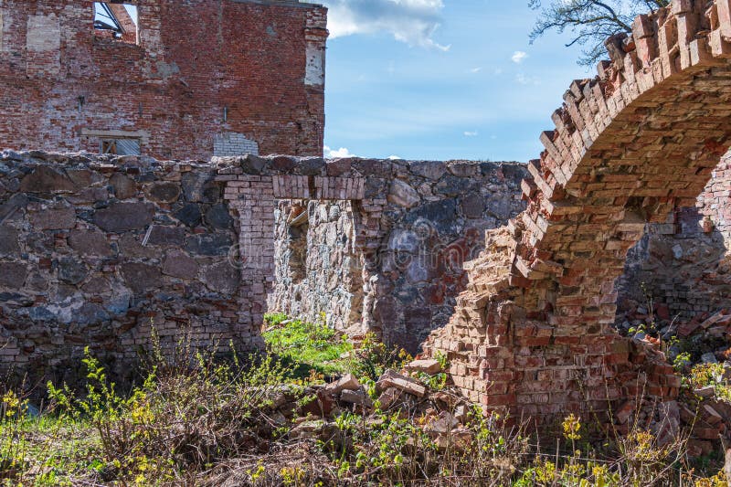 Ruins of an Old Stone and Brick Building, a Mood of Abandonment Stock ...