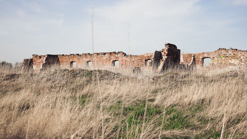 Ruins of an Old Stone Building in the Middle of the Field Stock Photo ...