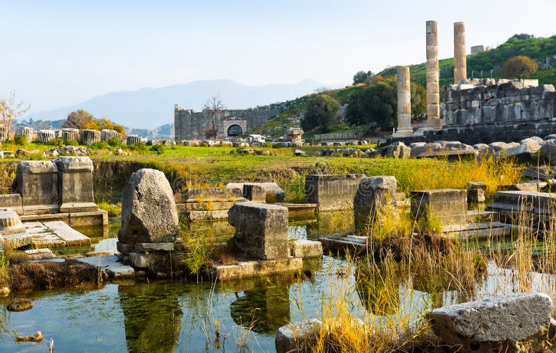 Ruins of Temple in Letoon. Turkey Stock Photo - Image of history ...