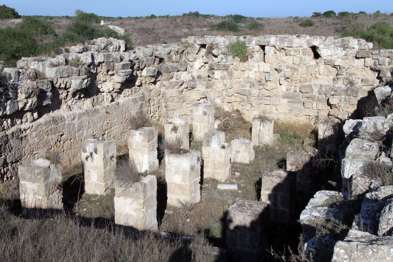 Ancient Greek Inscription. Salamis Ruins. Famagusta, Cyprus Stock Image ...