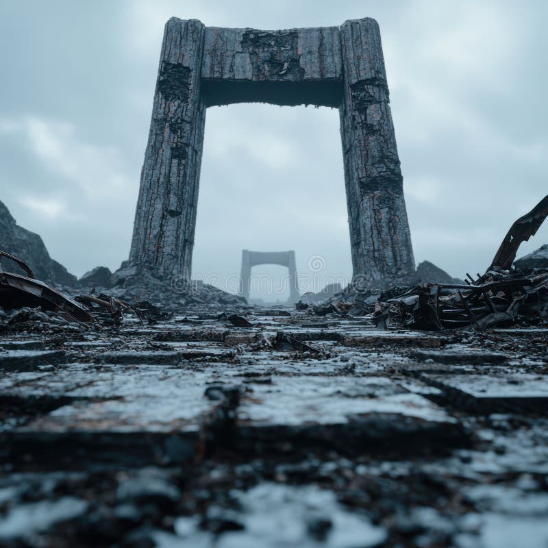 Ruins of a Once-grand Structure in a Desolate Landscape Stock ...