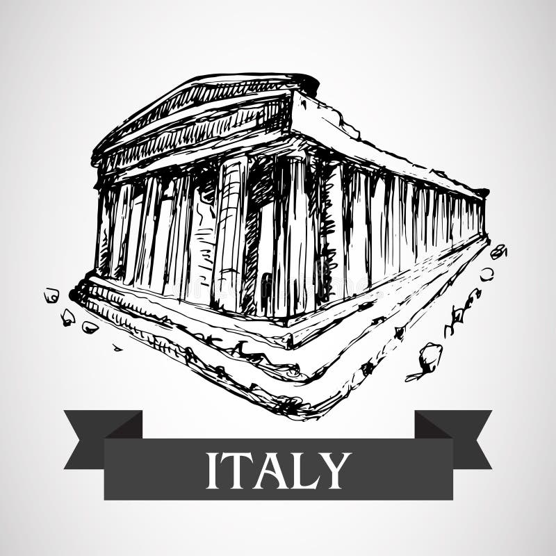 Ruins of One of the Old Building of Italy Stock Vector - Illustration ...