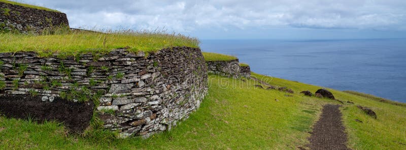 Ruins of Orongo Village on Rapa Nui, Easter Island, Chile Stock Image ...