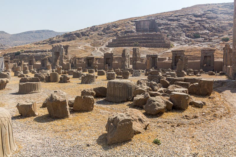 Ruins of the Palace of 100 Columns in the Ancient Persepolis, Ir Stock ...