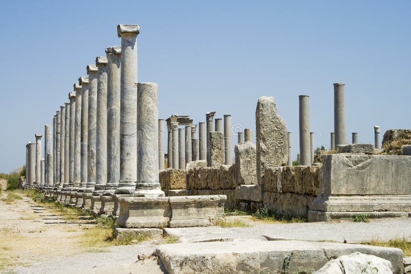Blue Skies Hang Over the Ancient City of Perga - RUINS Editorial Image ...