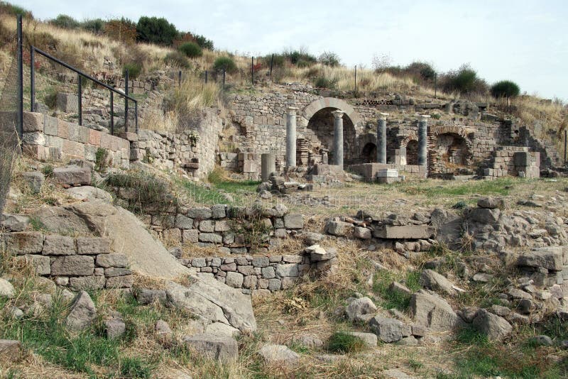 Ruins and Bergama stock image. Image of pergam, house - 34507377