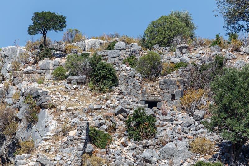 Ruins in Pinara stock photo. Image of stone, tourist - 29884474