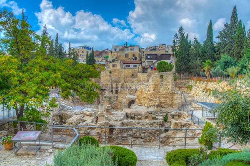 Ruins of Pools of Bethesda in Jerusalem, Israel Stock Photo - Image of ...