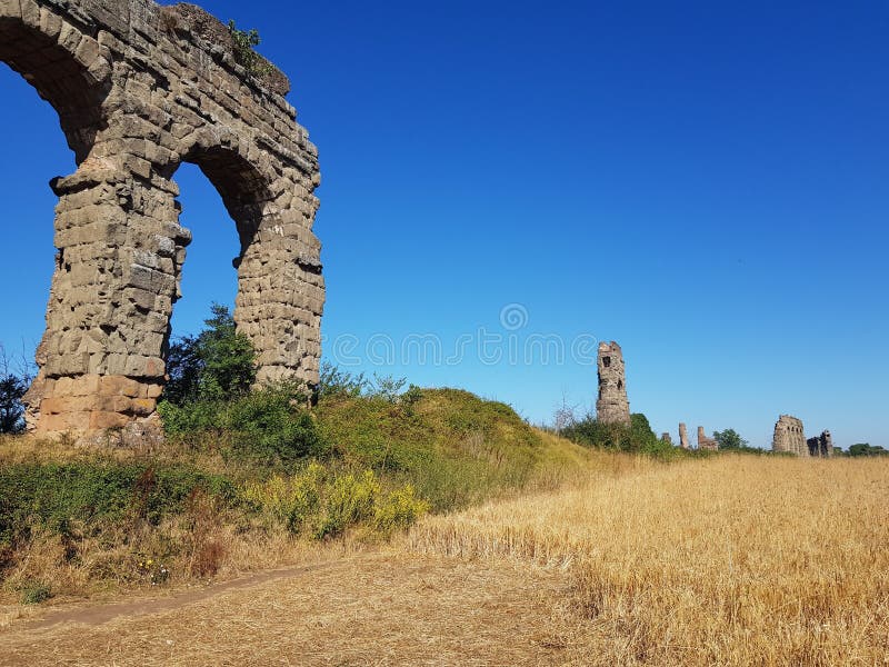 Ruins of the Roman Aqueduct of Merida, Spain Stock Image - Image of ...