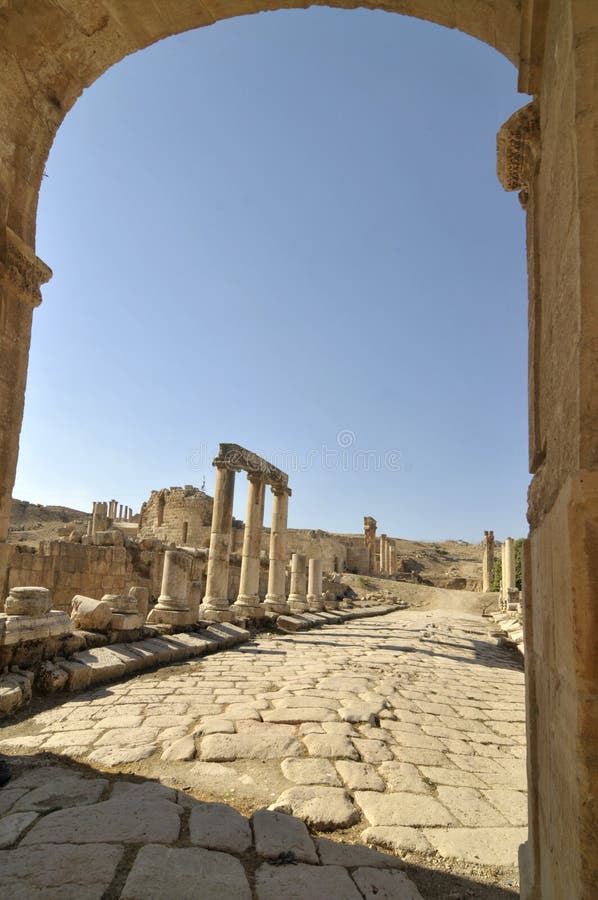 Ruins of Roman City of Jerash Located in Jordan Stock Image - Image of ...
