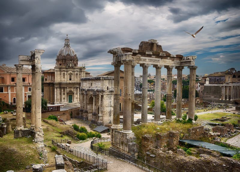 Dark clouds over Rome stock photo. Image of monumental - 113068340