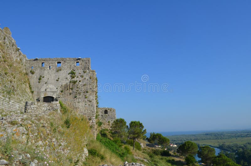 Ruins of Rozafa Castle on a Sunny Day. Shkoder, Albania. Stock Photo ...