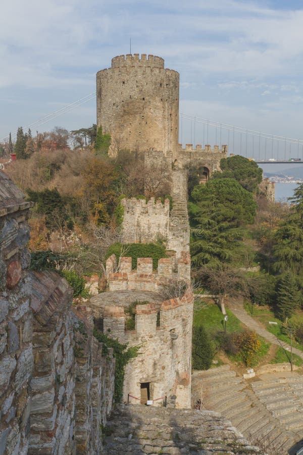 Ruins of Rumelian Castle Against the Bosphorus Strait in Islantul ...