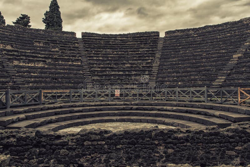 Ruins of a Small Amphitheater Stock Image - Image of clear, eruption ...