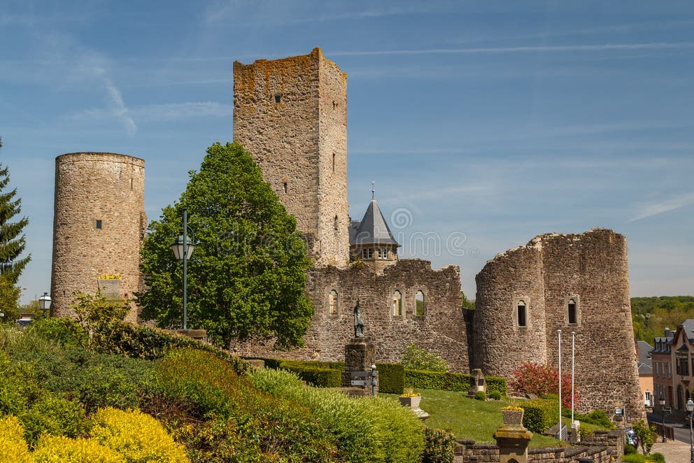 Ruins of the Small Medieval Castle Useldange Stock Photo - Image of ...