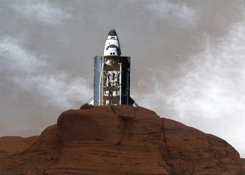 Ruins of the Space Shuttle Somewhere in Mars Mountains Stock Image ...