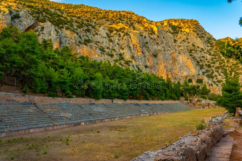 Ruins of Stadium at Ancient Delphi, Greece Stock Image - Image of ...
