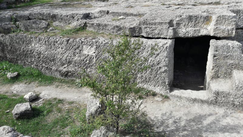 Ruins of a Stone House Artificial Cave Stock Photo - Image of village ...