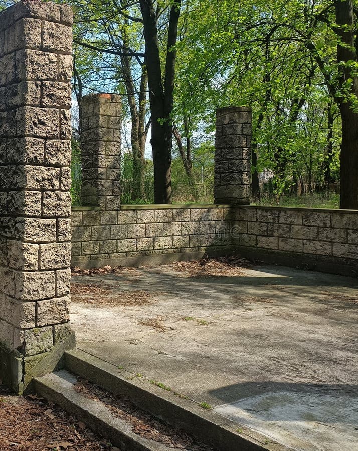 Ruins with Stone Pillars on a Platform Stock Image - Image of stone ...